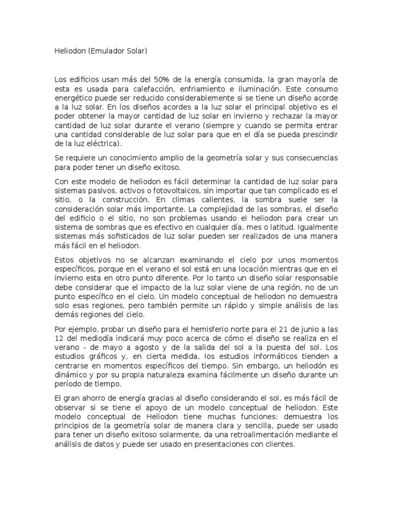 Heliodon: Optimización Solar en Diseño | PDF | Energía solar | Ligero