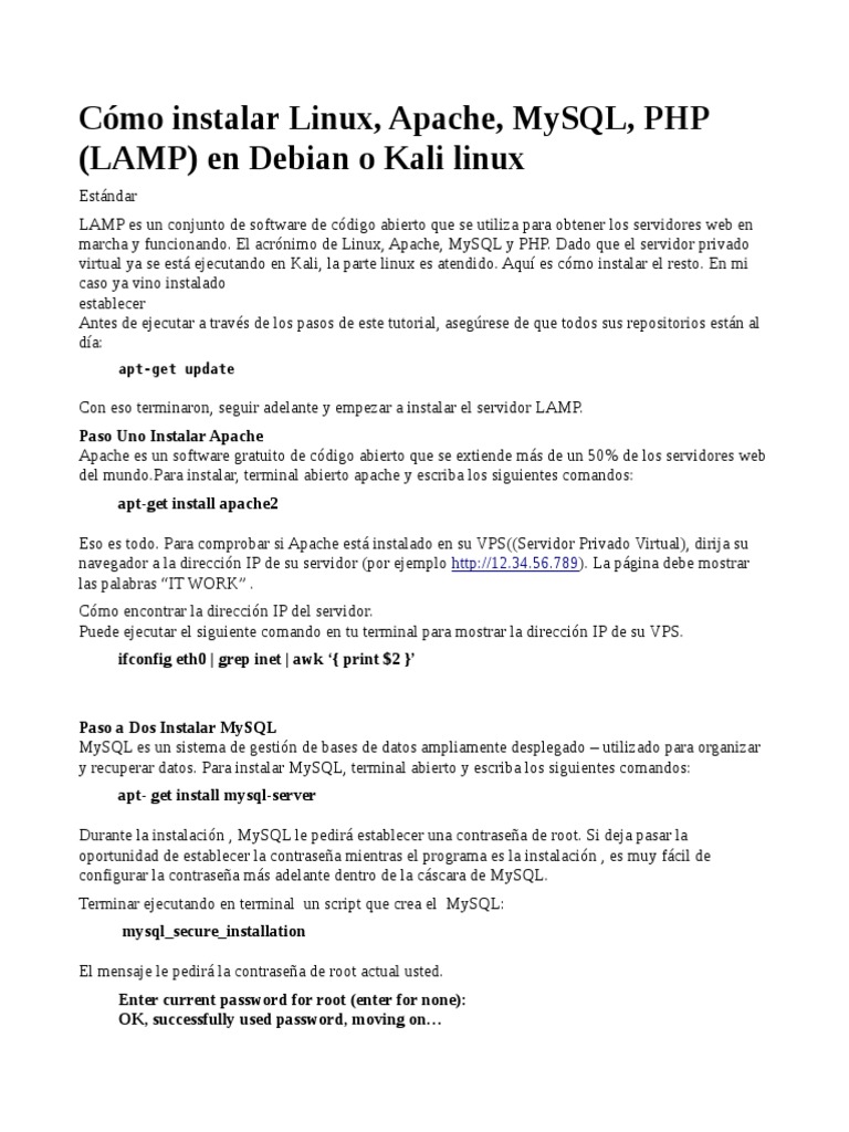 Como Istalar Lamp en Devian | PDF | Php | Servidor HTTP Apache