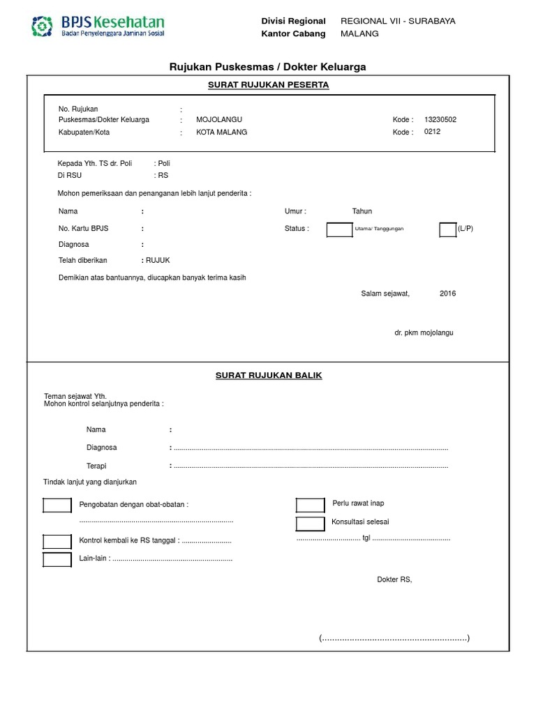 Blangko Bpjs Word | PDF