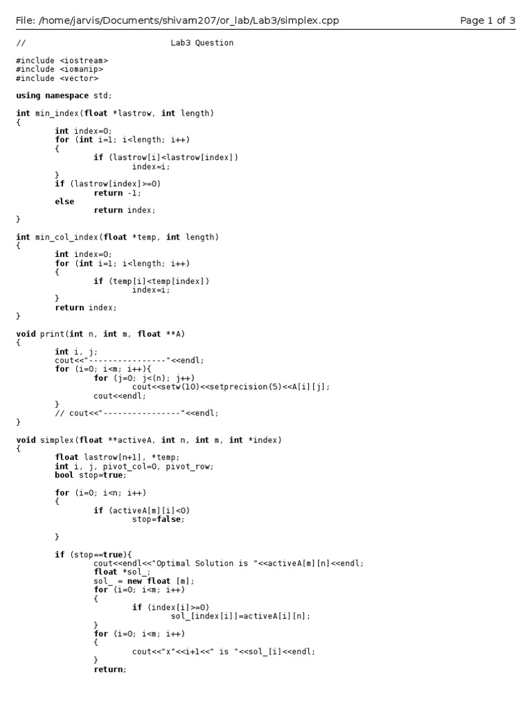 File: /home/jarvis/documents/shivam207/or - Lab/lab3/simplex - CPP Page ...