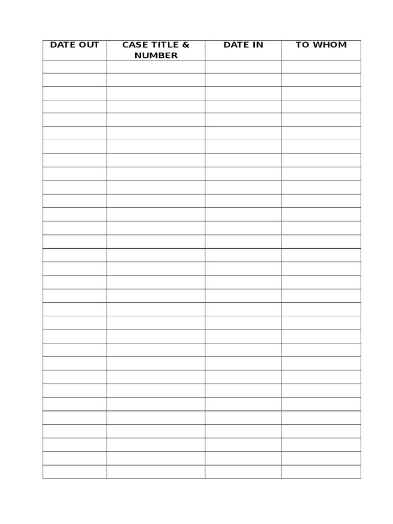Case Files in and Out Form | PDF