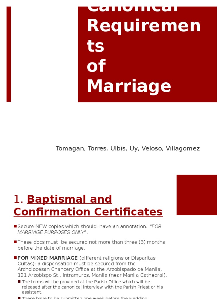 Canonical Requirements of Marriage | Wedding | Marriage