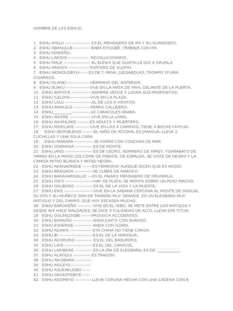 Nombre de Los Eshus | PDF