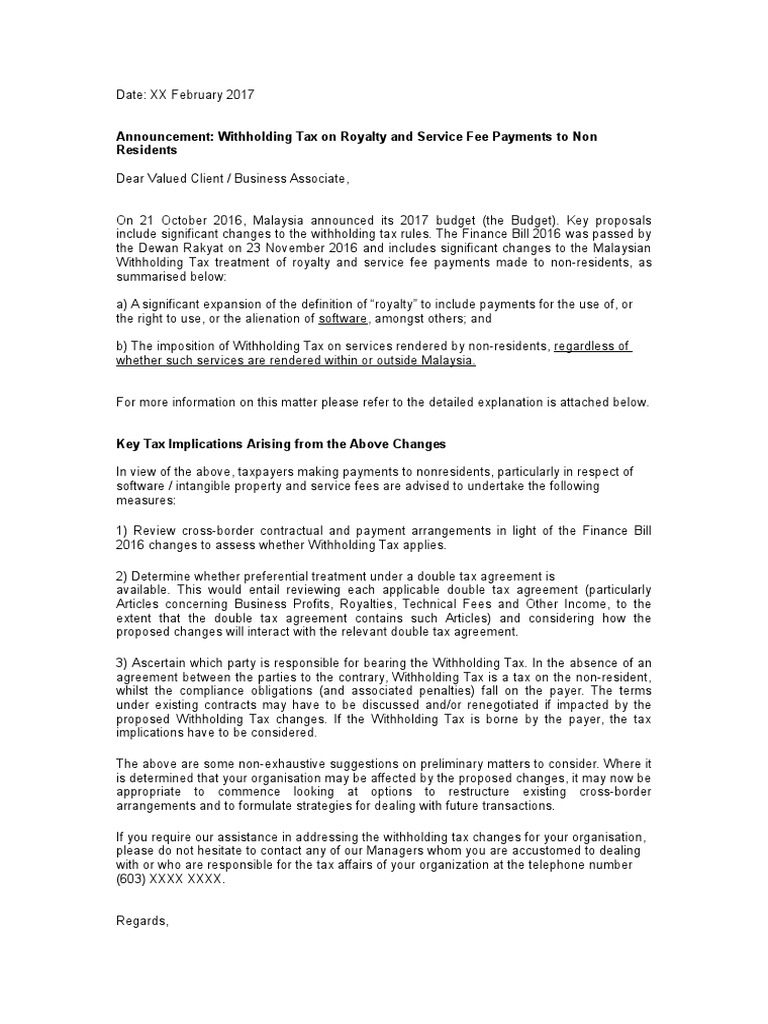 Witholding Tax Letter Sample | Withholding Tax | Taxes