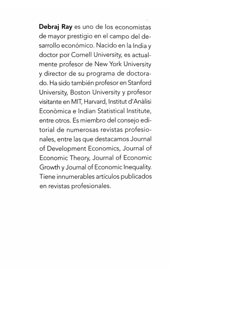 Economía Del Desarrollo, Debraj Ray | PDF