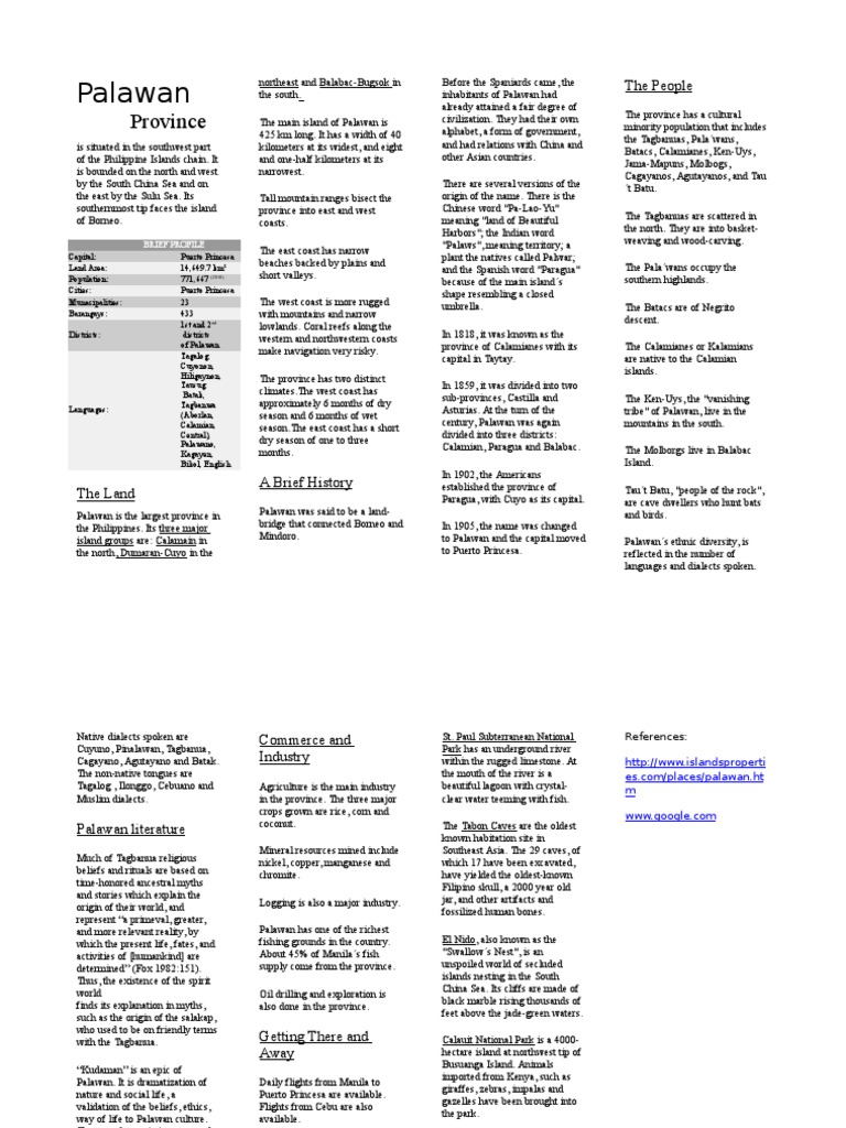 Palawan Leaflet | PDF | Languages