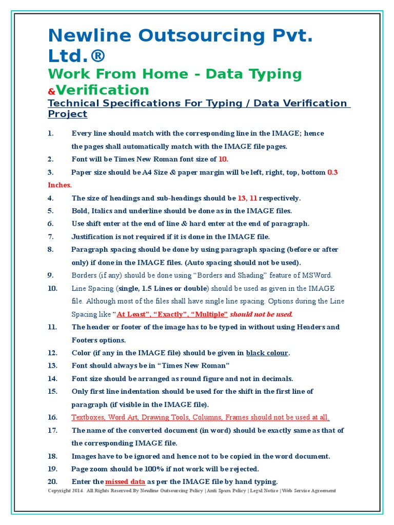 Newline Outsourcing Pvt. LTD.®: Work From Home - Data Typing ...