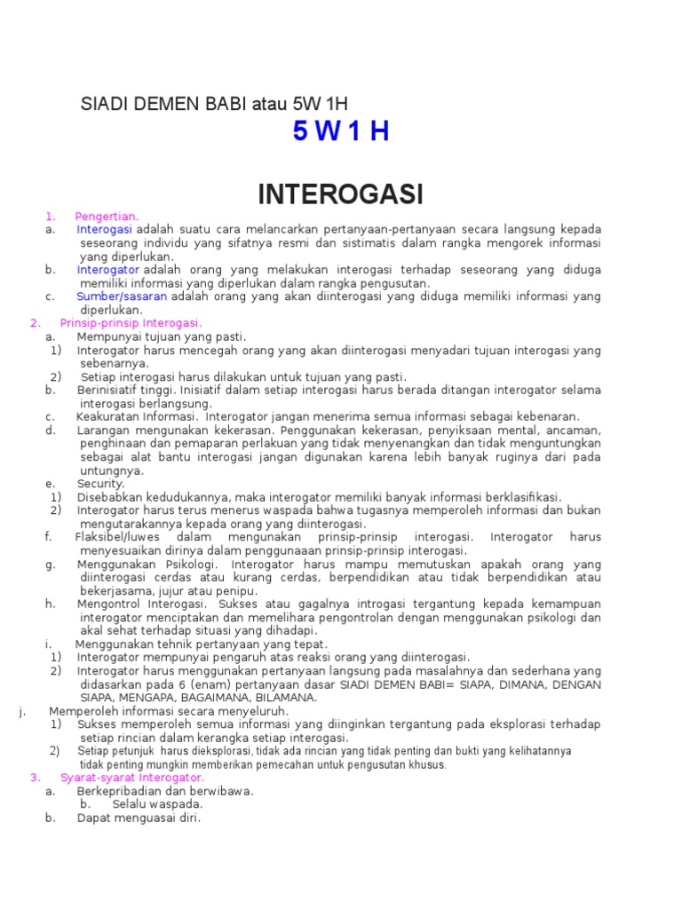 Siadi Demen Babi Atau 5w 1h | PDF