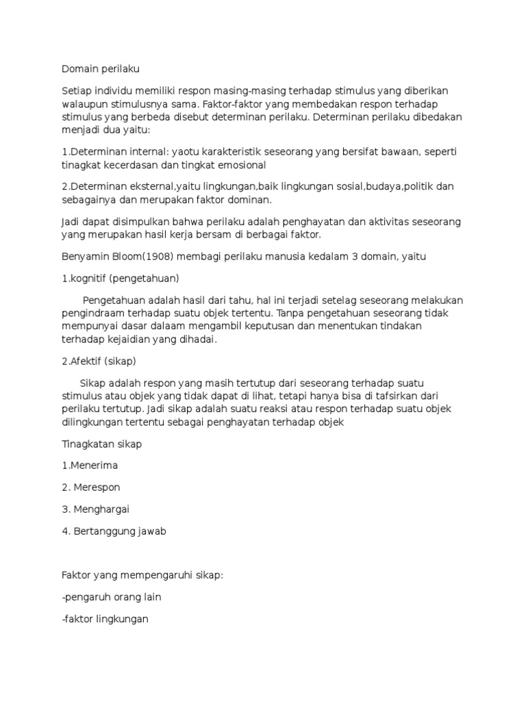 Tiga Domain Perilaku Menurut Bloom | PDF