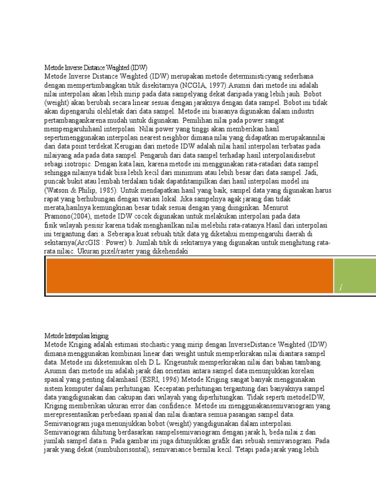 Perbedaan Metode Interpolasi IDW | PDF