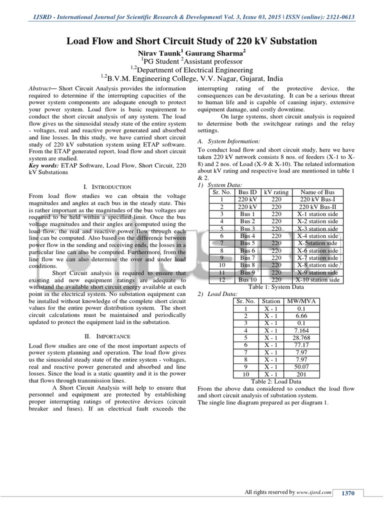 Load Flow and SC ETAP | PDF | Electrical Substation | Power (Physics)