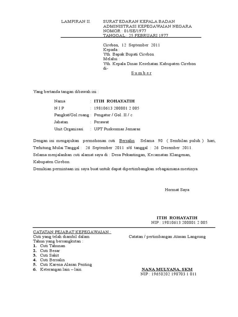 Surat Edaran Kepala Badan Kepegawaian Negara Nomor 01se1977 - Kumpulan Surat Penting