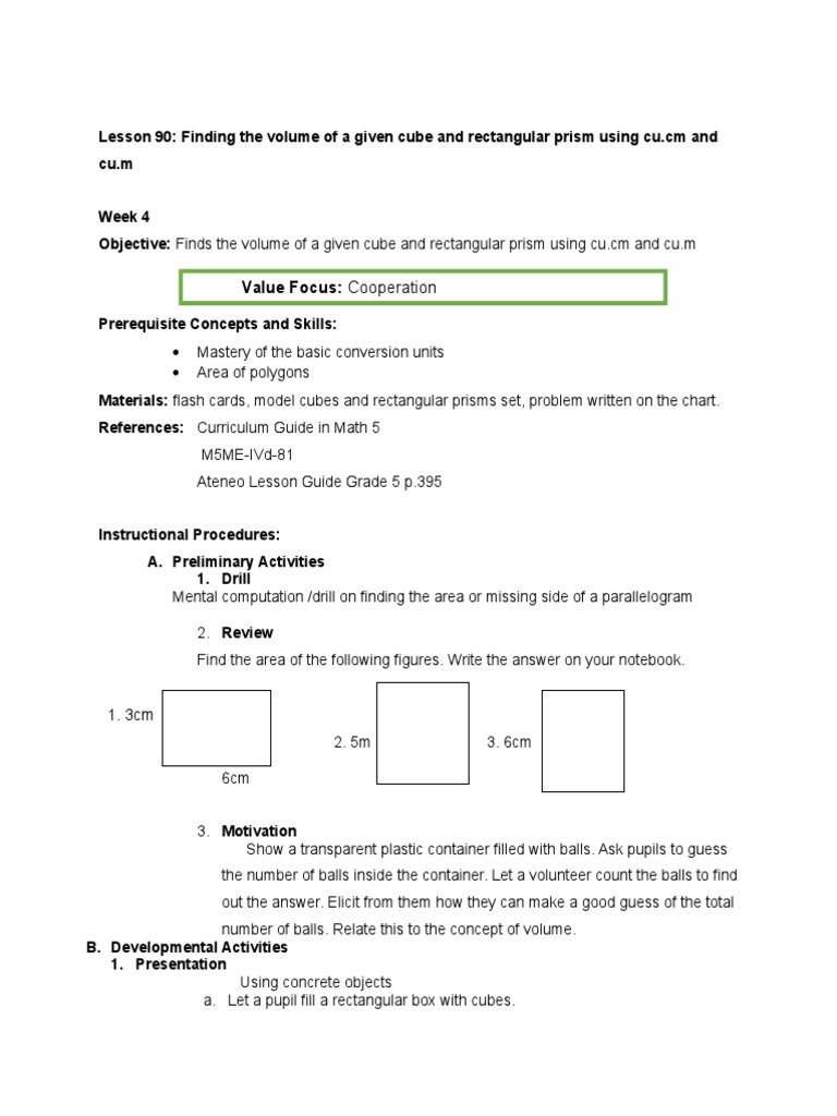 QRT4 WEEK 4 TG Lesson 90 | PDF | Volume | Cognition