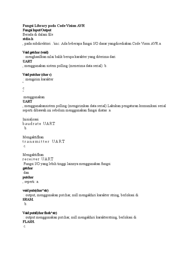 Fungsi Library Pada Code Vision AVR | PDF
