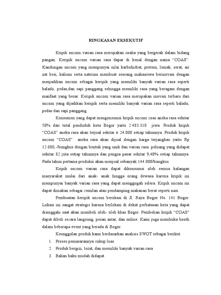 "Kripik Oncom COAS: Inovasi Rasa" | PDF