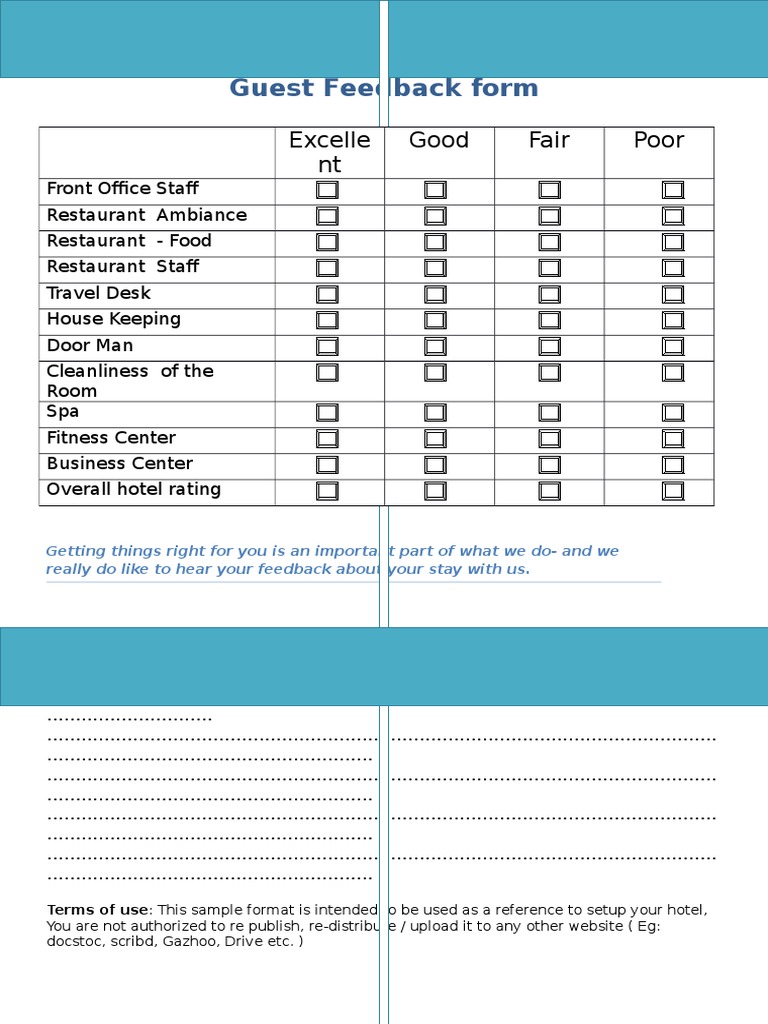 Guest Feedback Form Sample 1 | PDF