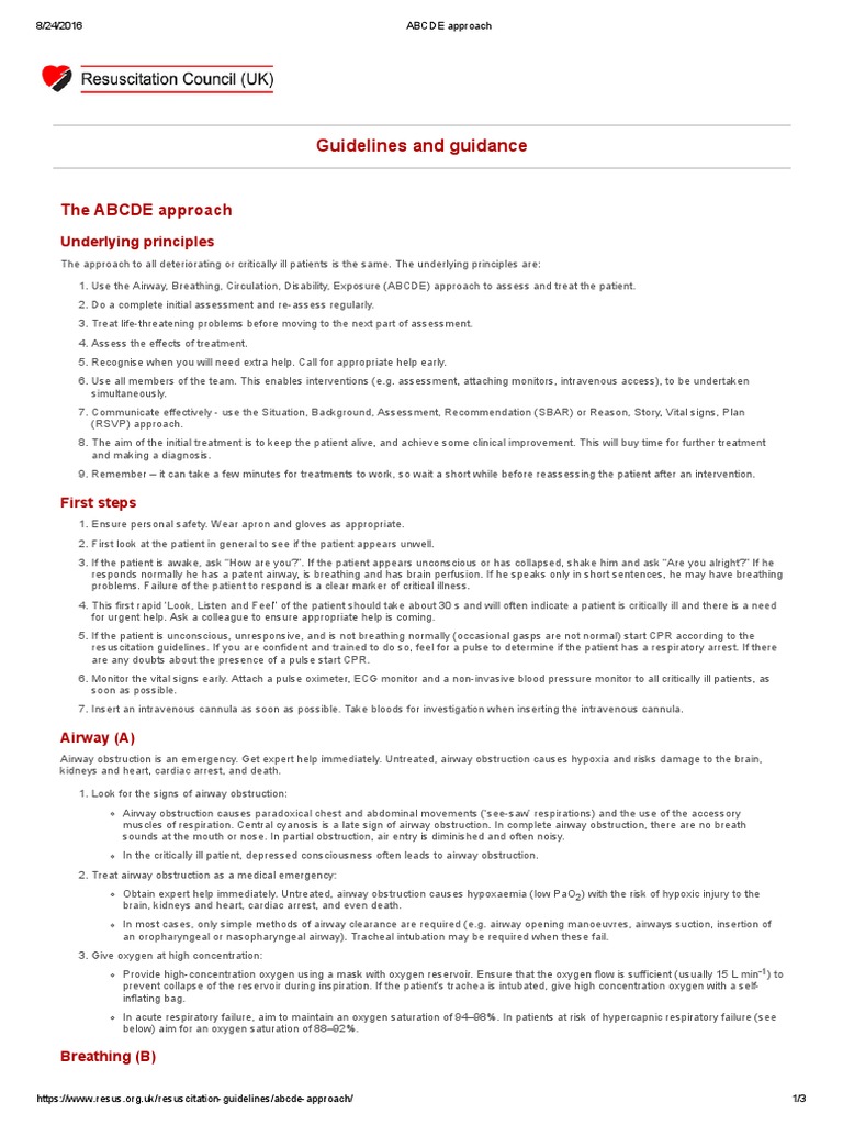 ABCDE approach.pdf | Shock (Circulatory) | Blood Pressure