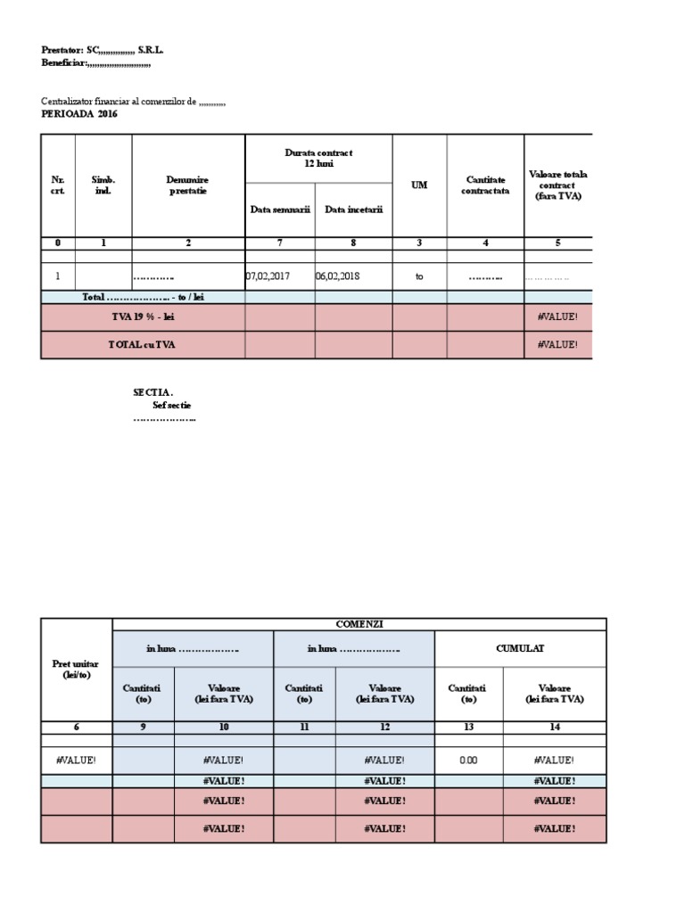 Centralizator Financiar Al Comenzilor de | PDF