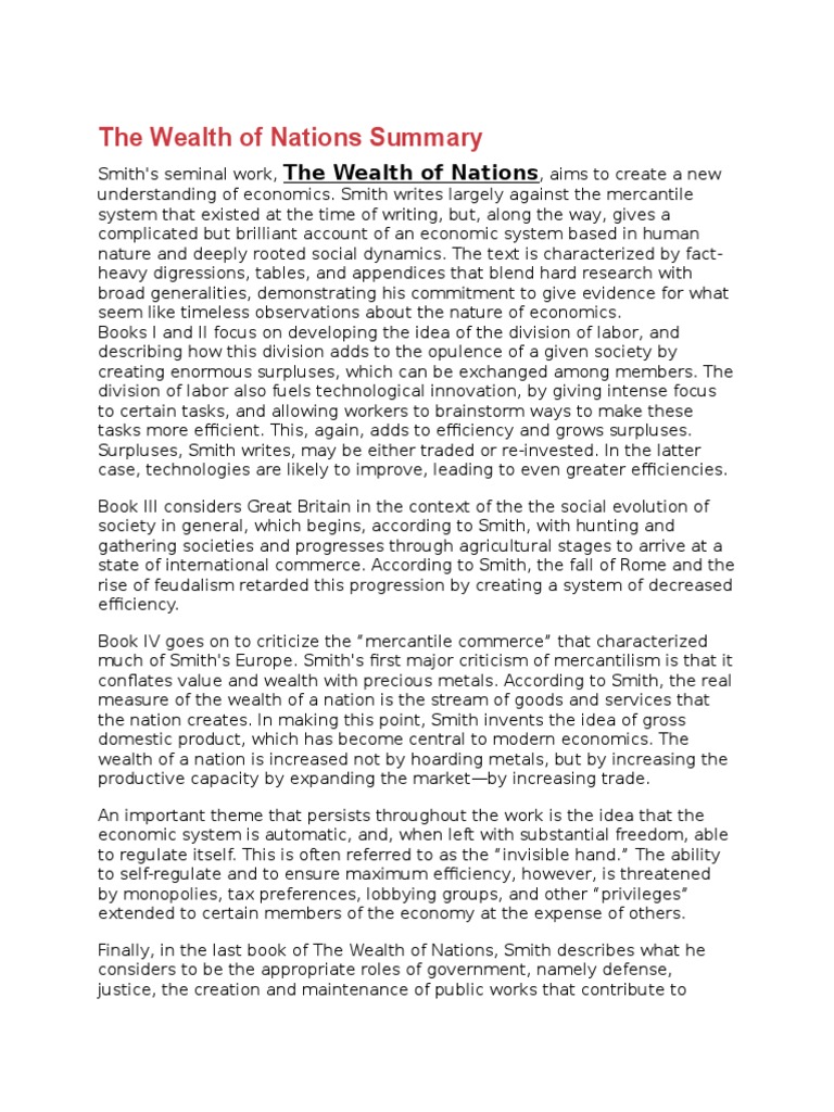 The Wealth of Nations Summary | PDF | The Wealth Of Nations | Wealth