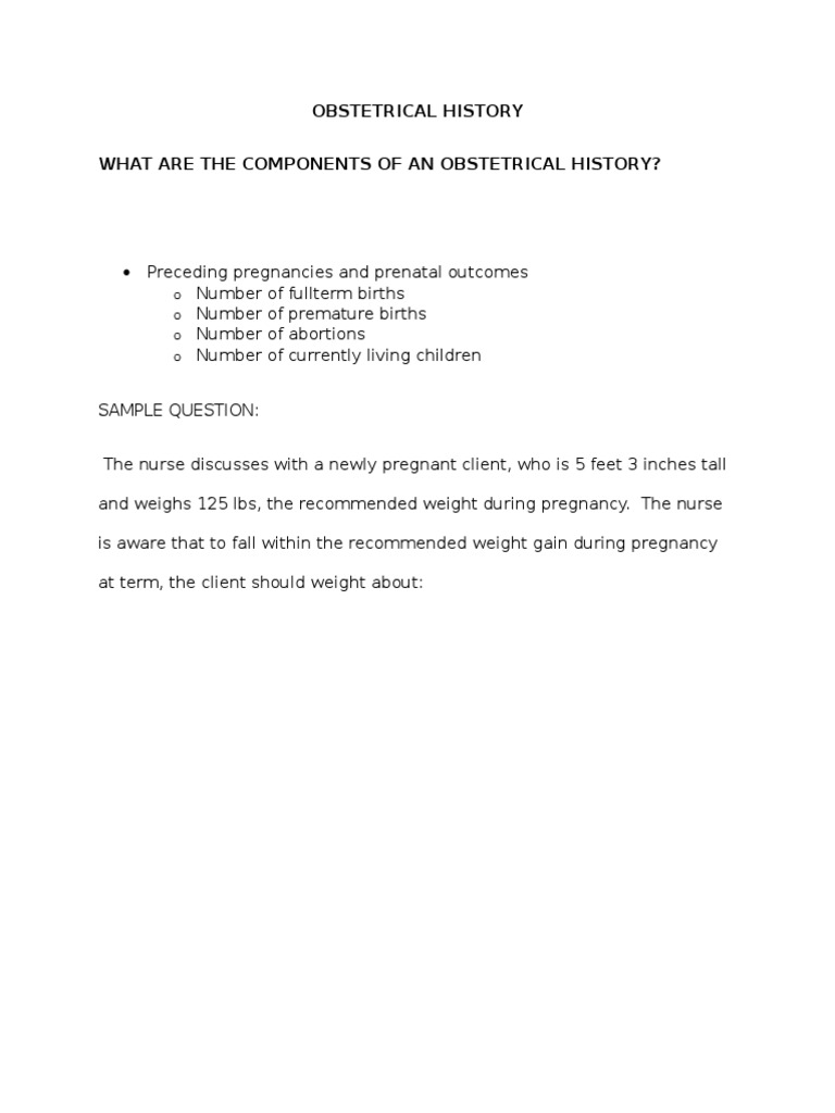 Obstetrical History What Are The Components of An Obstetrical History ...