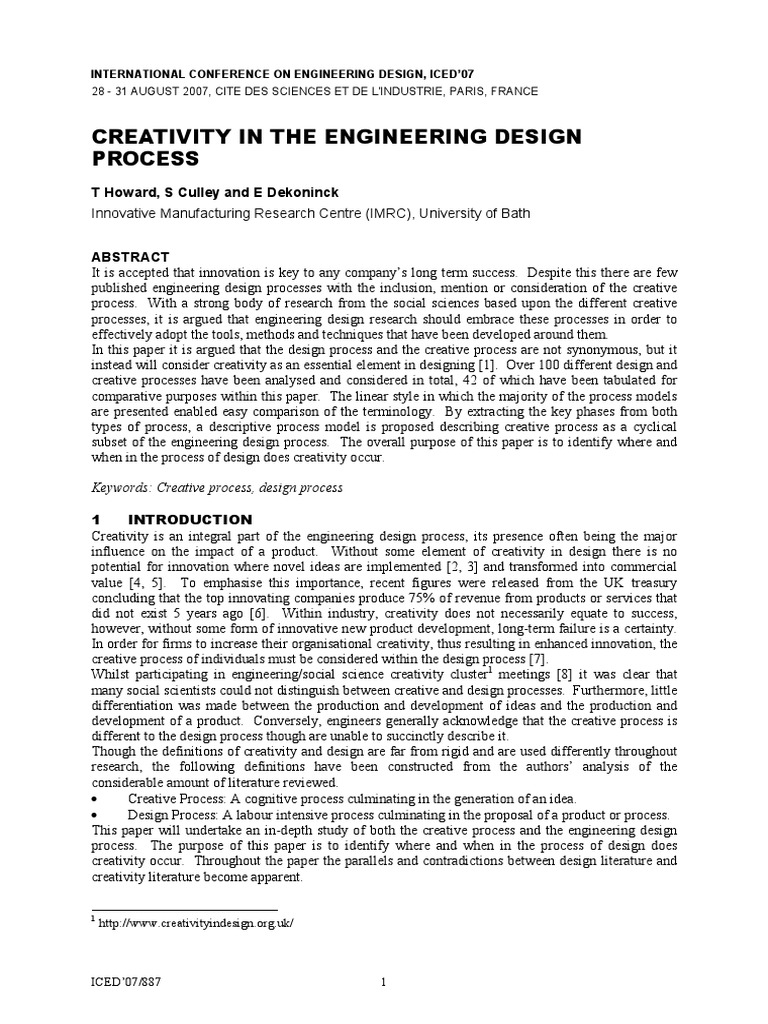Creativity in Engineering Design Process | PDF | Creativity | Embodied ...