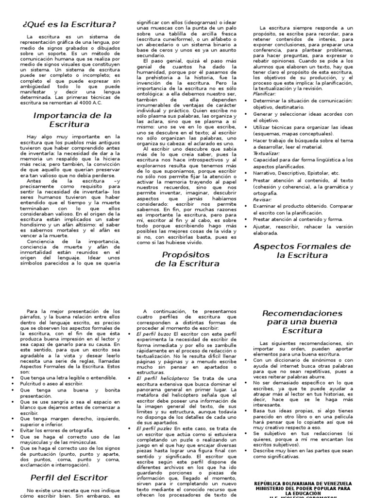 La Escritura (Triptico) | PDF | Escritura | Memoria