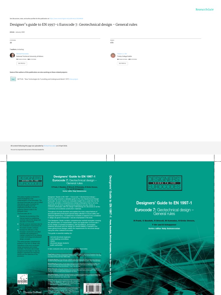 Designer's Guide To EN 1997-1 Eurocode 7: Geotechnical Design - General ...