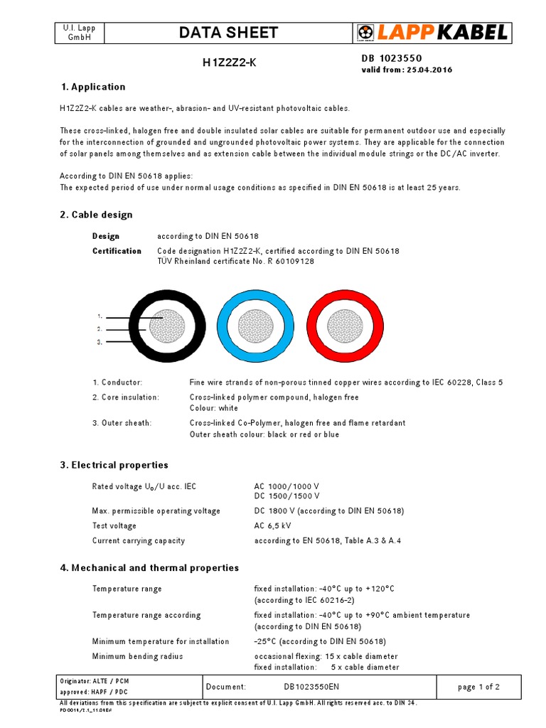 Schneider LAPP Solar Cables | PDF | Cable | Electricity