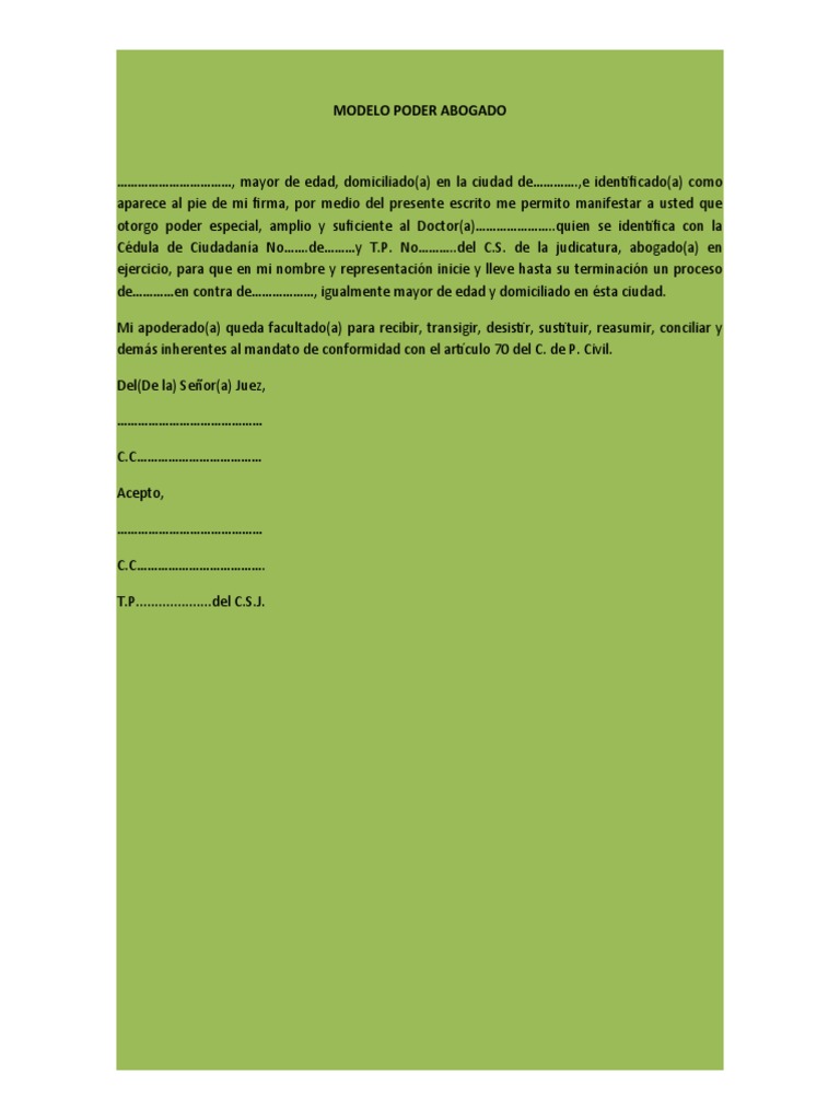 Modelo Poder Abogado | PDF