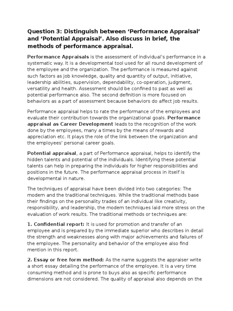 Performance vs Potential Appraisal Explained | PDF | Performance ...