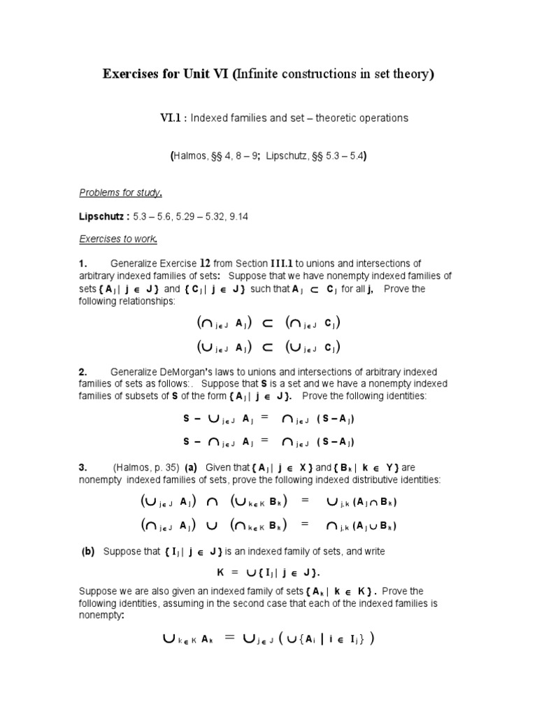 Exercises on Infinite Set Theory | PDF | Function (Mathematics) | Numbers