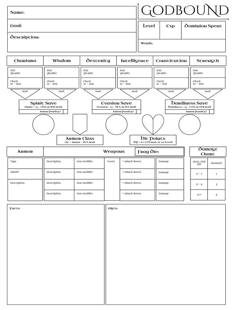 Godbound Character Sheets | PDF