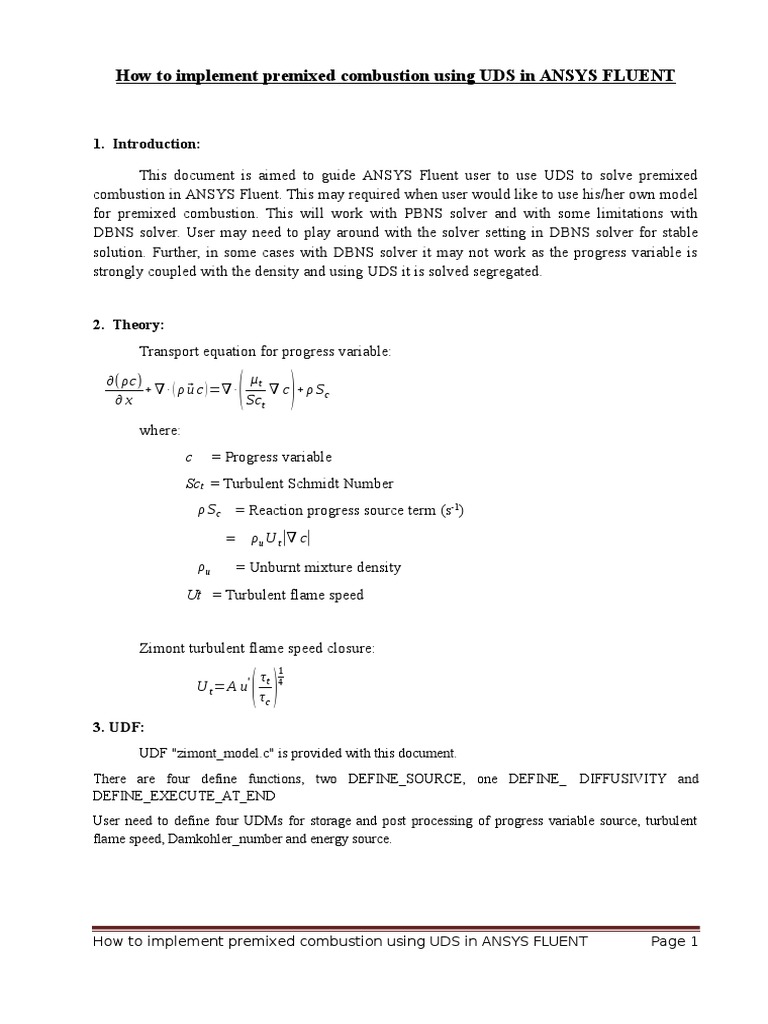 ANSYS Fluent: Premixed Combustion Guide | PDF | Computers
