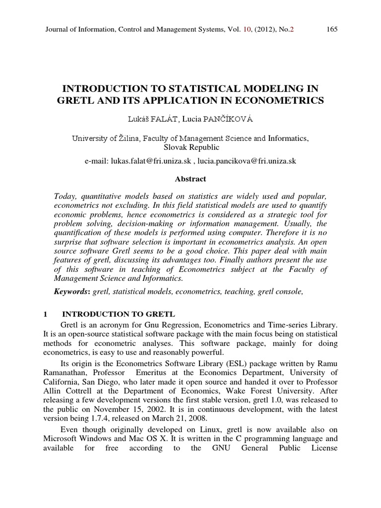Gretl in Research | PDF | R (Programming Language) | Command Line Interface