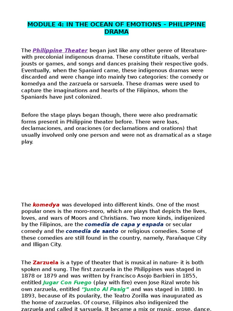 module 4 philippine drama | Theatre | Philippines