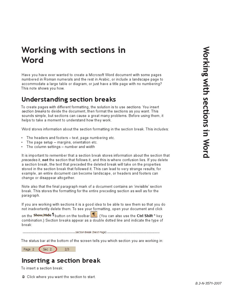 Working With Sections in Word: Understanding Section Breaks | PDF ...