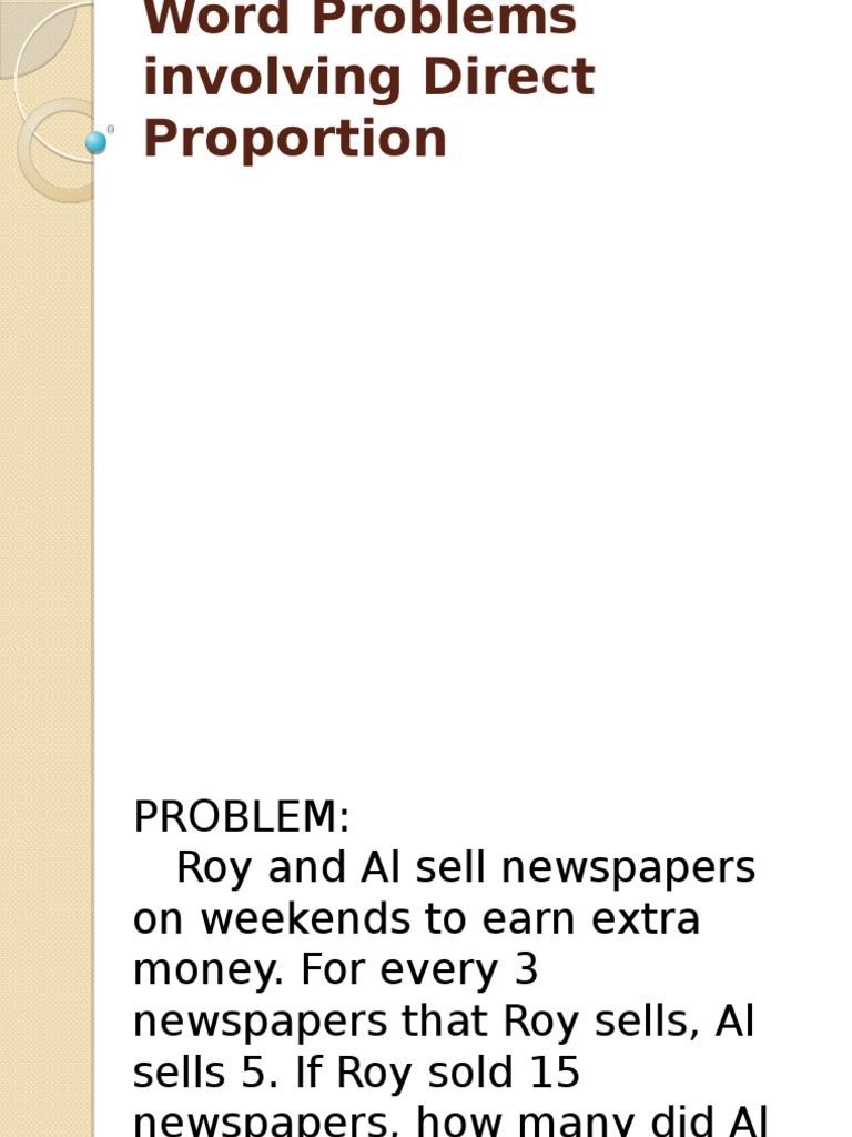 Word Problems Involving Direct Proportion | PDF