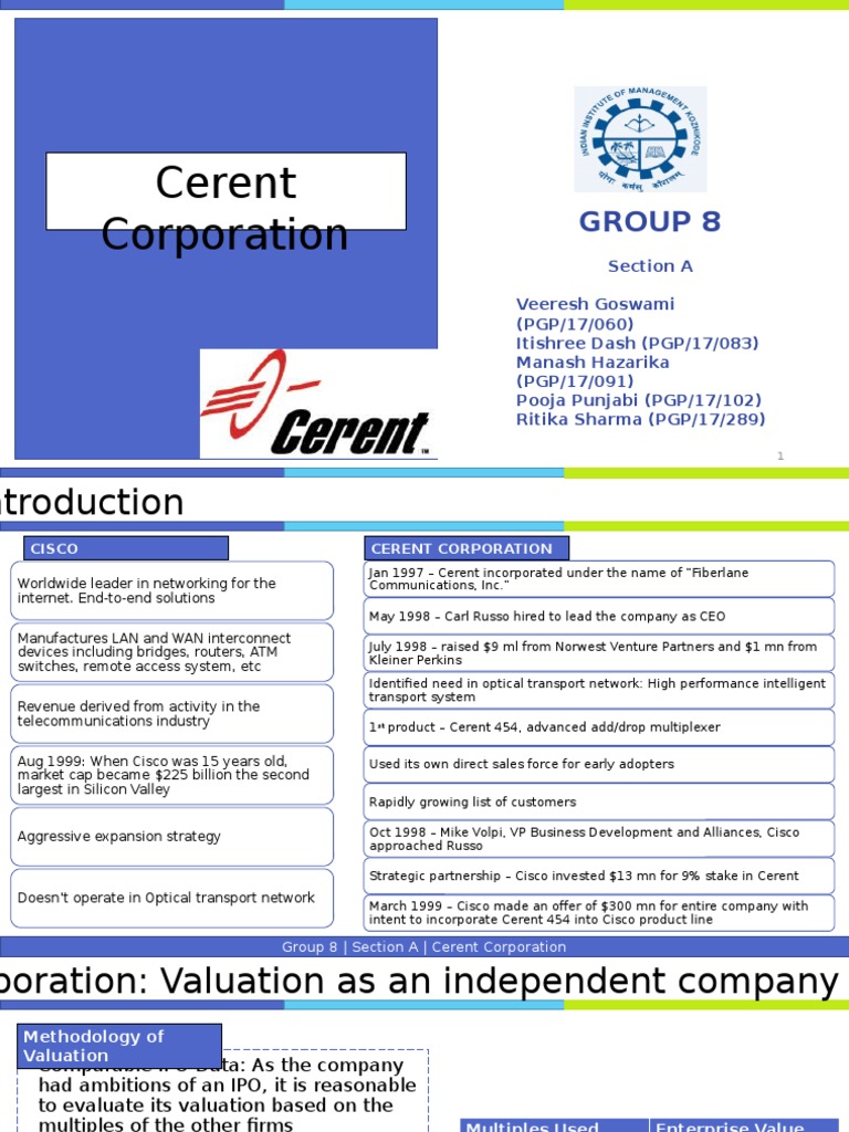 Cerent Corporation - Sec A - Group 8 | PDF | Mergers And Acquisitions ...