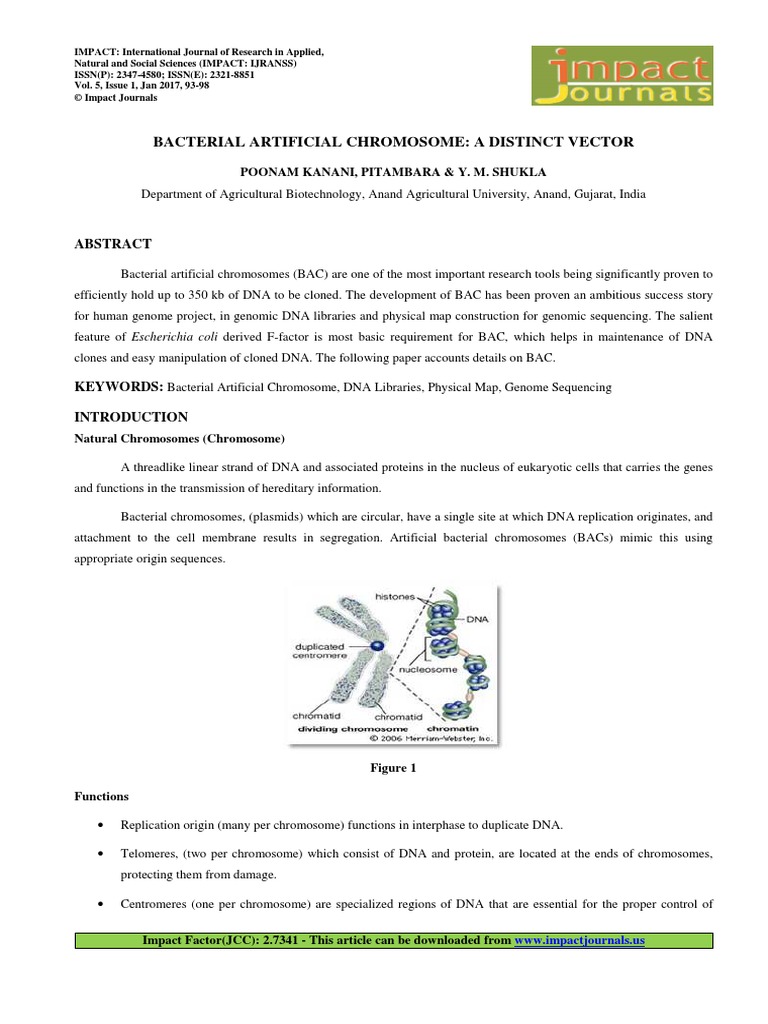 12.App-Bacterial Artificial Chromosome a Distinct Vector | Vector (Molecular Biology ...