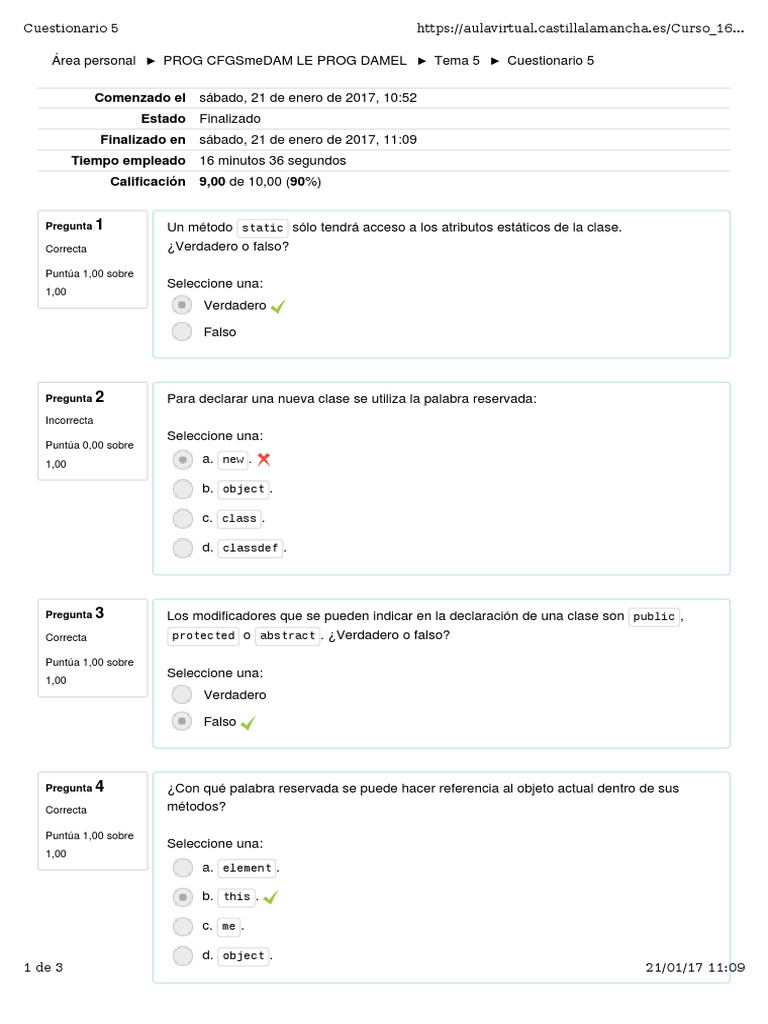 Cuestionario 10234 Programacion CFGS DAM | PDF | Programación de computadoras | Programación ...