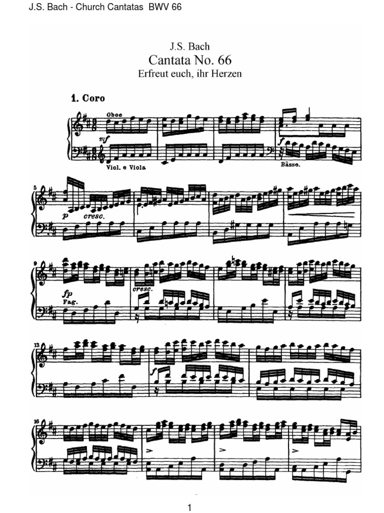 Bach - Cantate BWV 66 - Vocal score.pdf | Bach Cantata | Johann ...