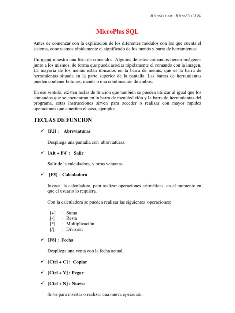 Manual MicroPlus | PDF | SQL | Tabla (base de datos)