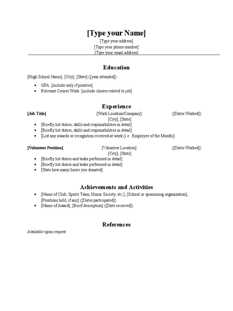 Resume Workshop Template | PDF