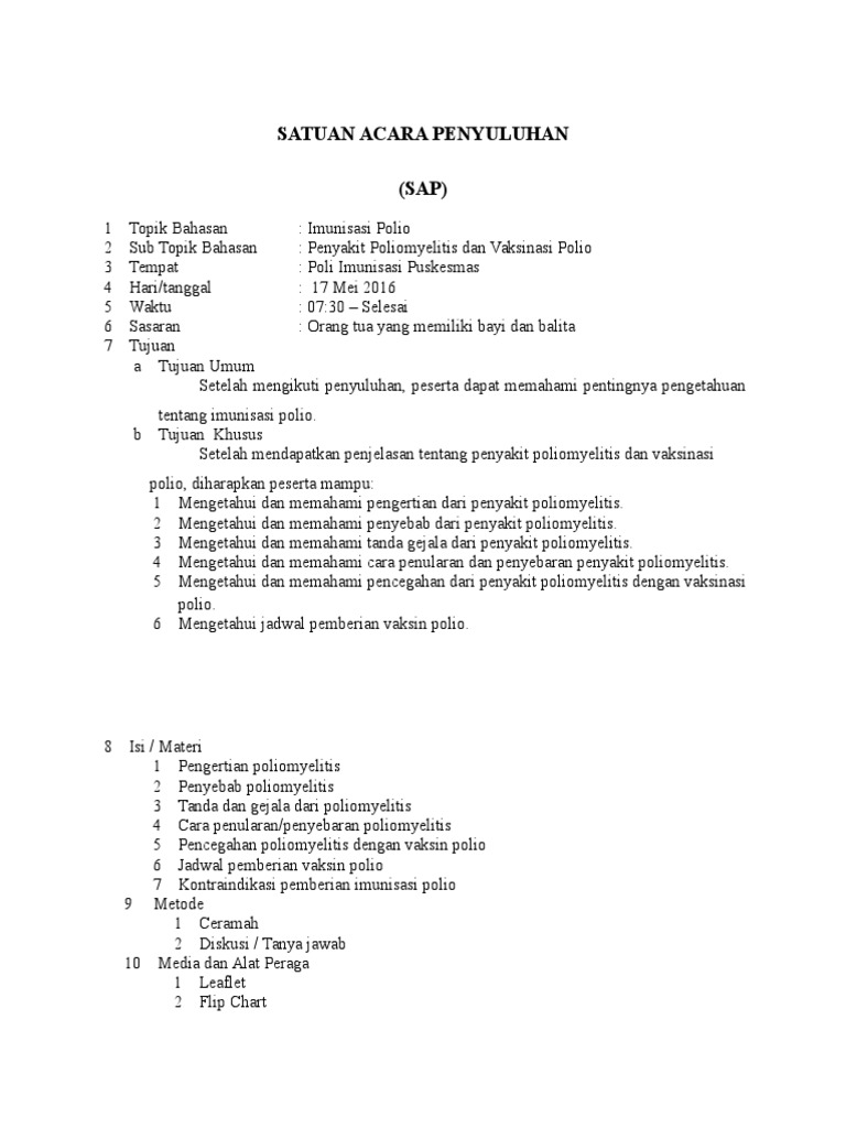 Sap Imunisasi Polio | PDF