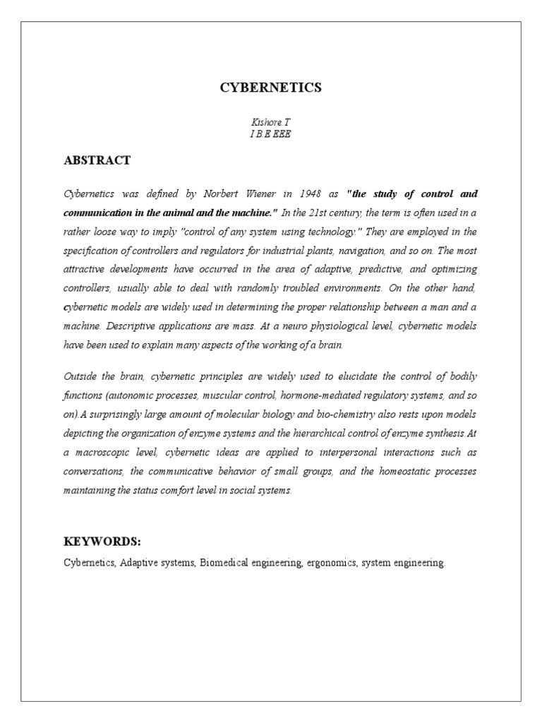 Cybernetics: Communication in The Animal and The Machine." in The 21st ...