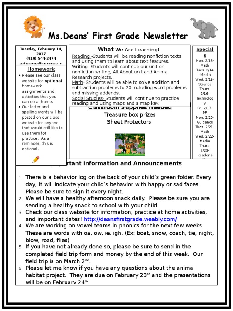 Weekly Newsletter | PDF | Homework | Educational Psychology