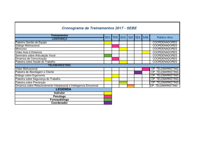 Cronograma de Treinamento | PDF | Carreira e Crescimento