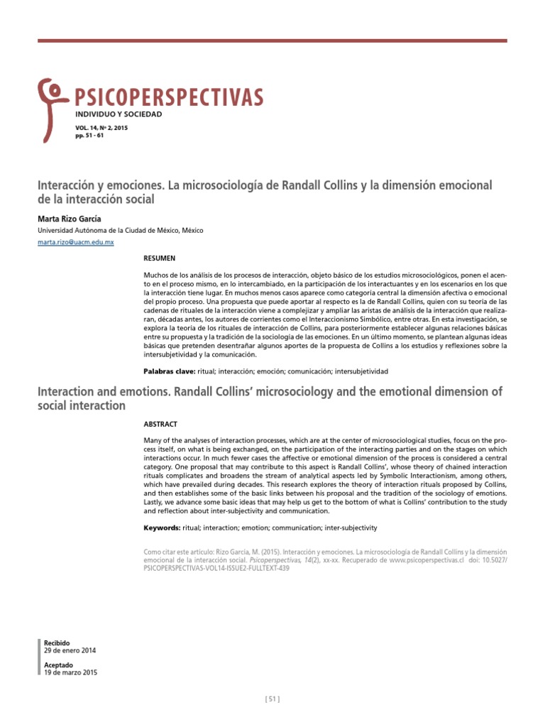 Analisis de Collins, Randall Cadenas de Rituales de Interacción | Las ...