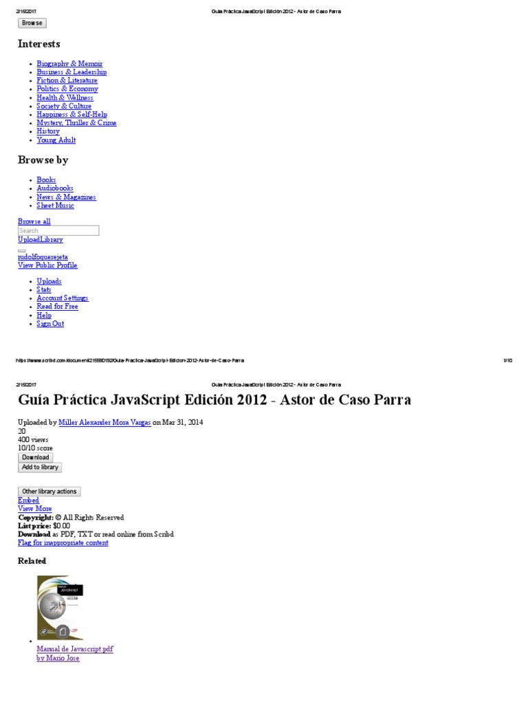 Guía Práctica JavaScript Edición 2012 - Astor de Caso Parra | PDF | Scribd | Software Engineering