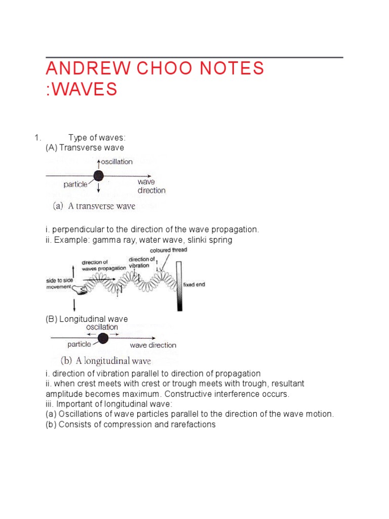 Andrew Choo Notes:Waves | PDF | Waves | Diffraction